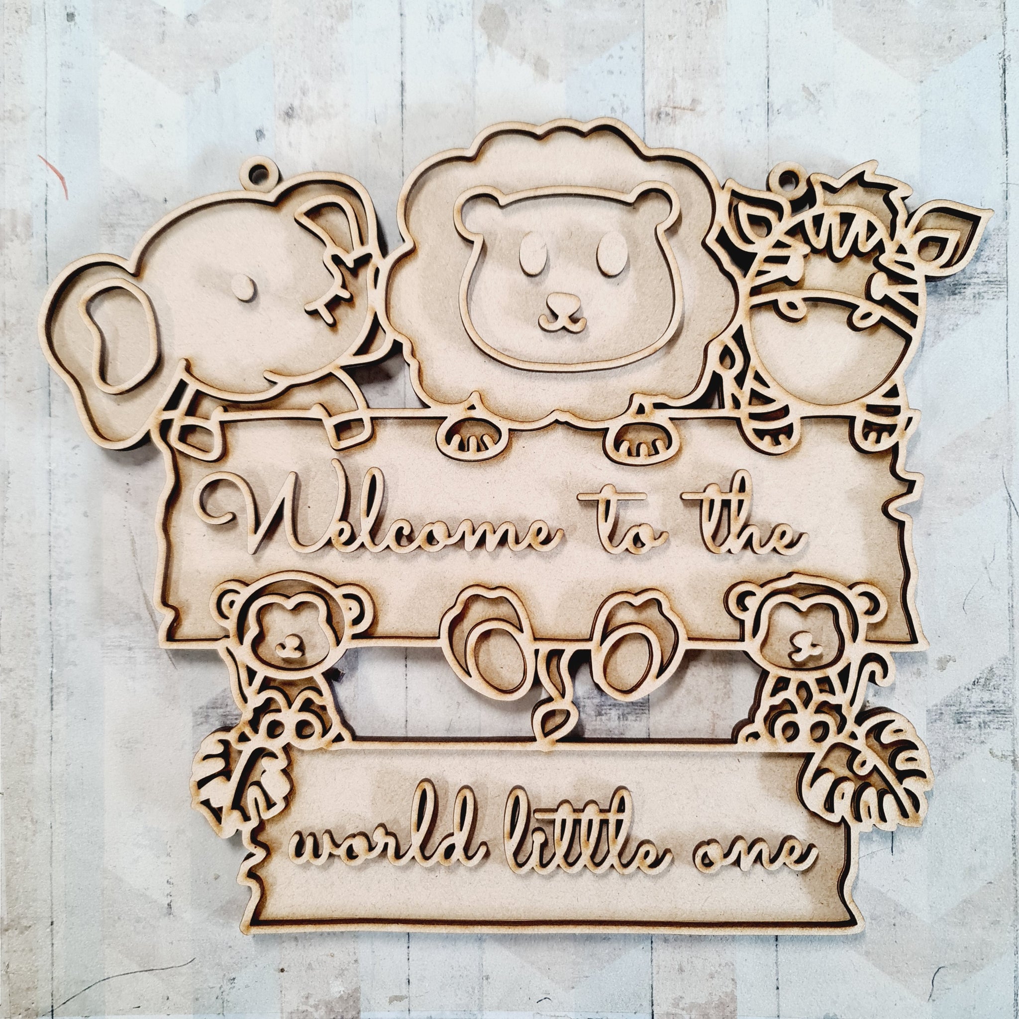 OL3337 - MDF Large Jungle Animals Doodle - Personalised Layered Plaque ...