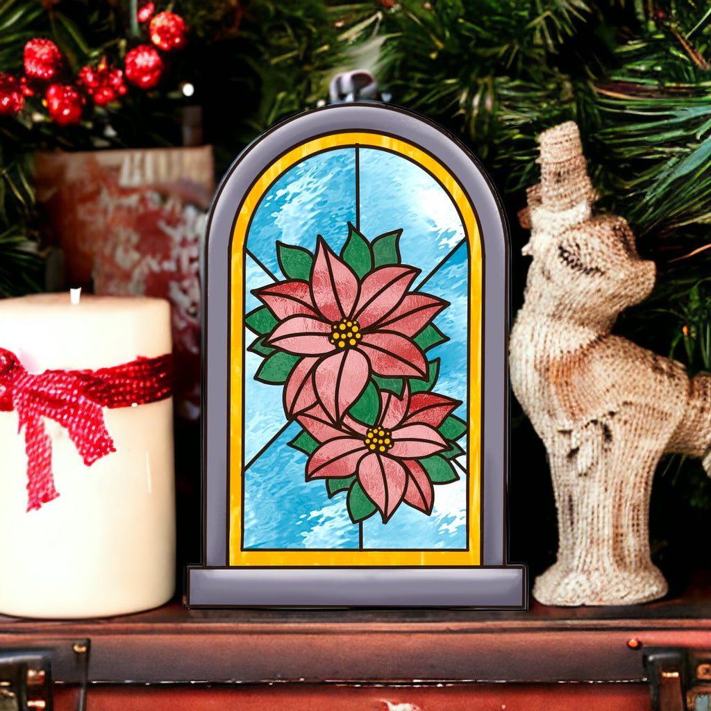OL3641 - MDF Poinsettia Christmas Window Doodle Kit – Olifantjie