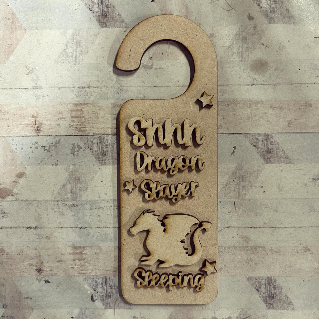 DH036 - Door Hanger - Shhh Dragon Slayer sleeping theme – Olifantjie
