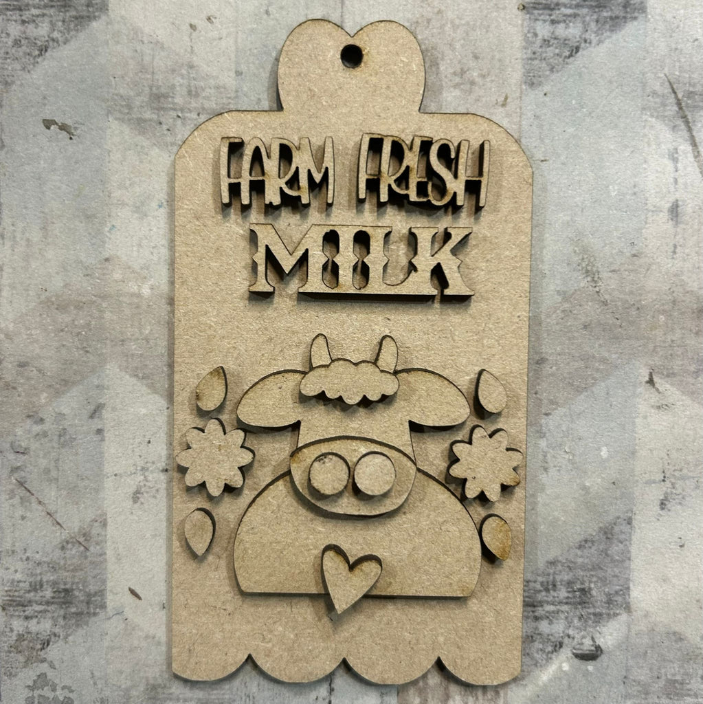NO563 - MDF 2 Sizes Farm Fresh Milk Tag Hanging – Olifantjie