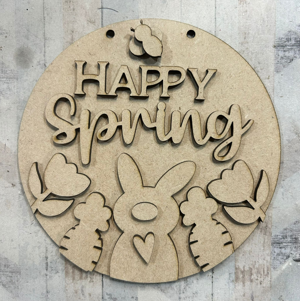 NO585 - MDF 15cm Happy Spring Sign – Olifantjie