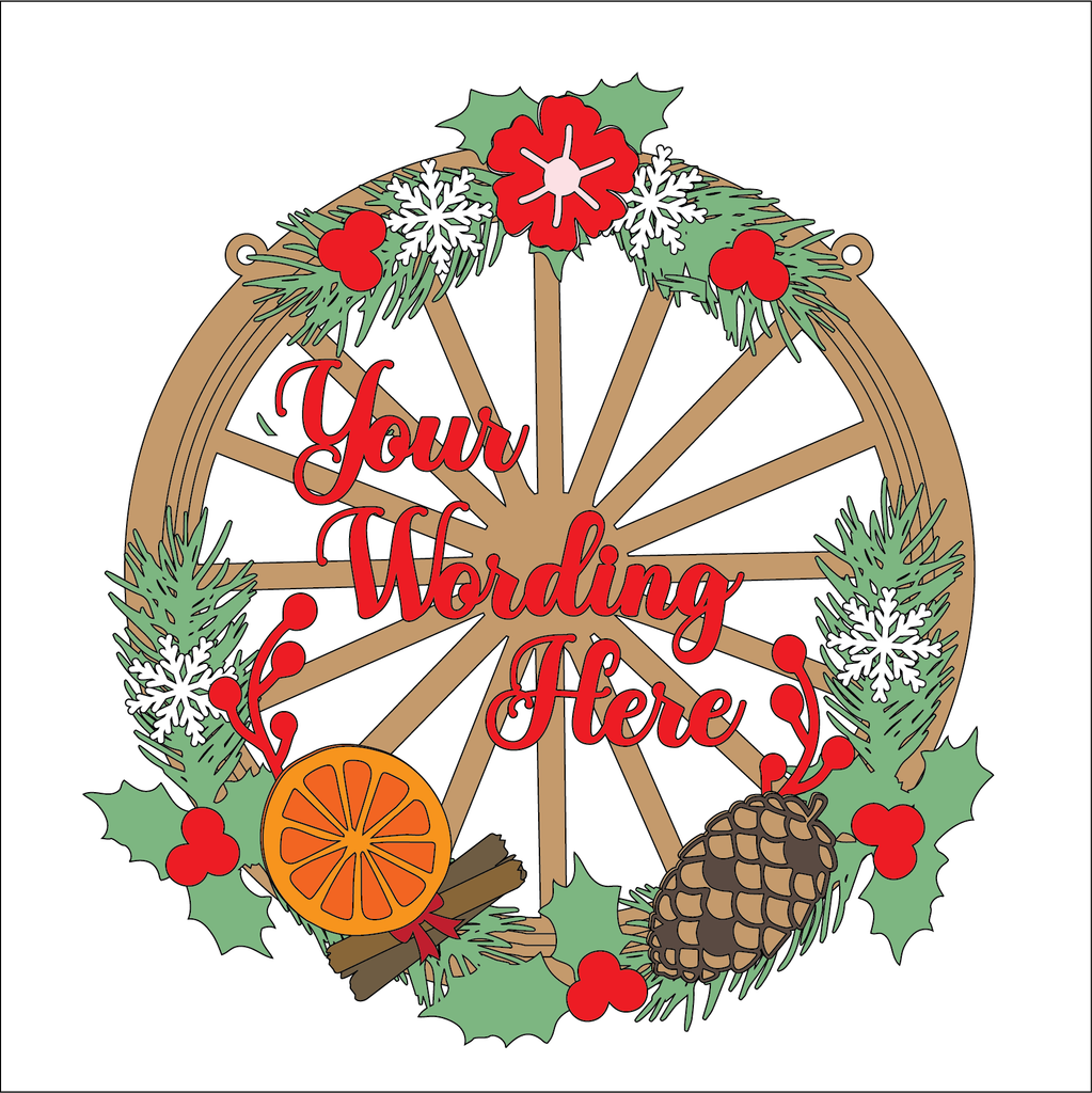 OL5424 - MDF Personalised Large Christmas Cartwheel - Cinnamon and Ora ...