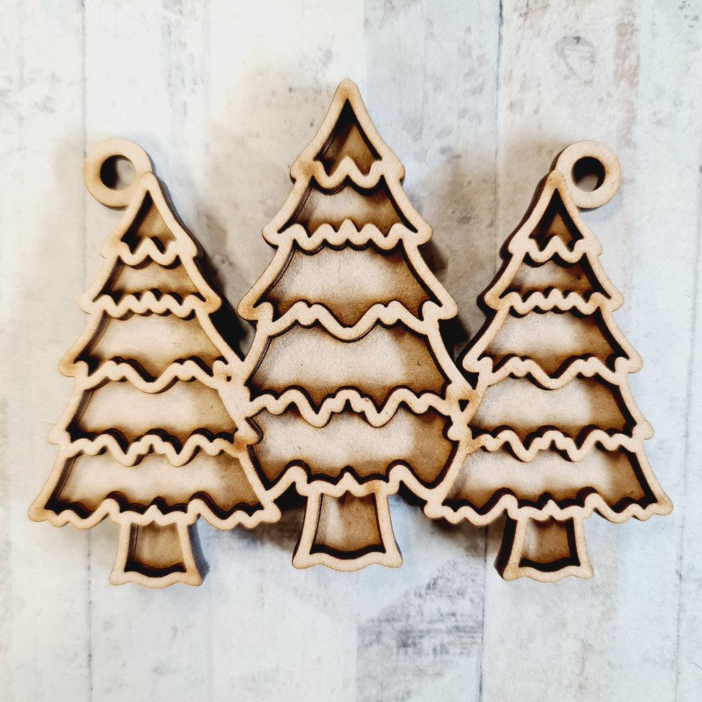 OL2415 - MDF Doodle Winter Hanging - Christmas Trees - With or Without ...