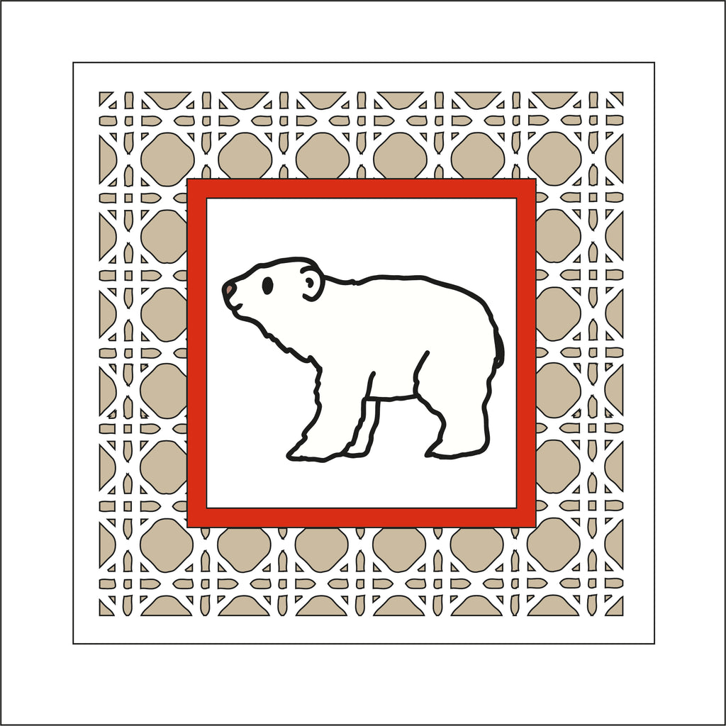 OL2462 - MDF Rattan effect square plaque Christmas doodle - Polar Bear ...