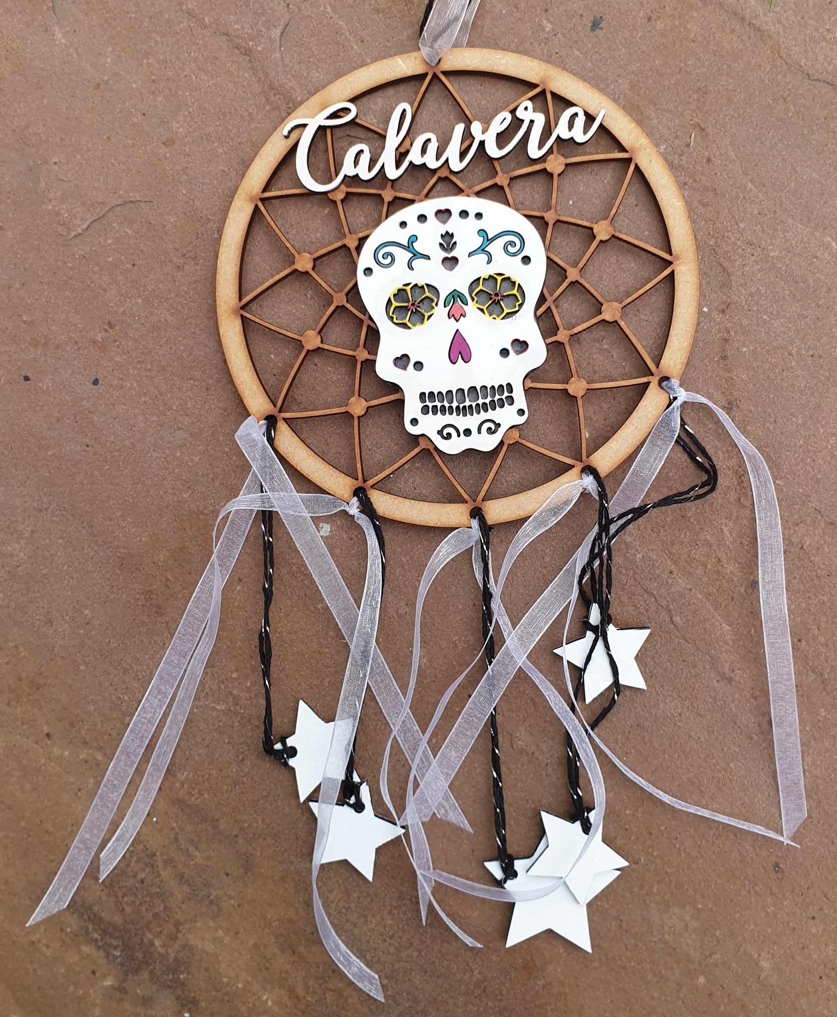 DC042 - MDF Sugar Skull Dream Catcher- - with Initial, Initials, Name ...