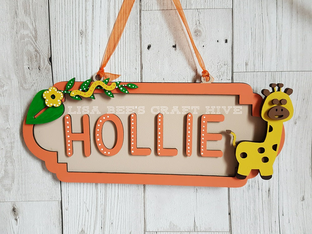 SS024 - MDF Giraffe Theme Personalised Street Sign - Medium (8 letters ...