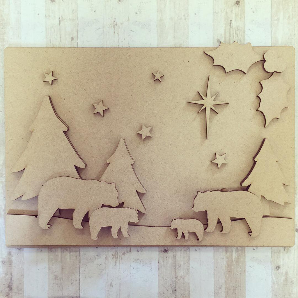 CH051 - MDF Large Bear Winter Scene – Olifantjie