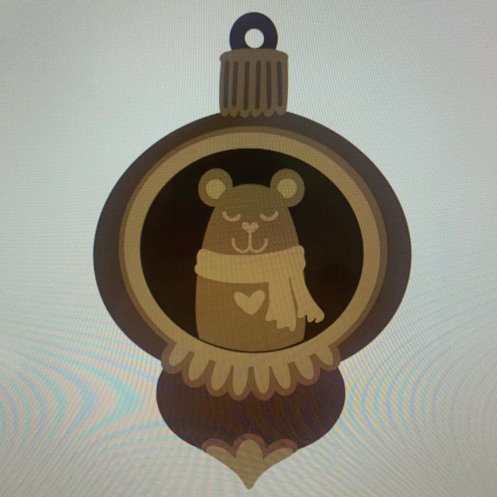 SJ320 - MDF Sarah Jane Winter Bear Ornate Bauble – Olifantjie