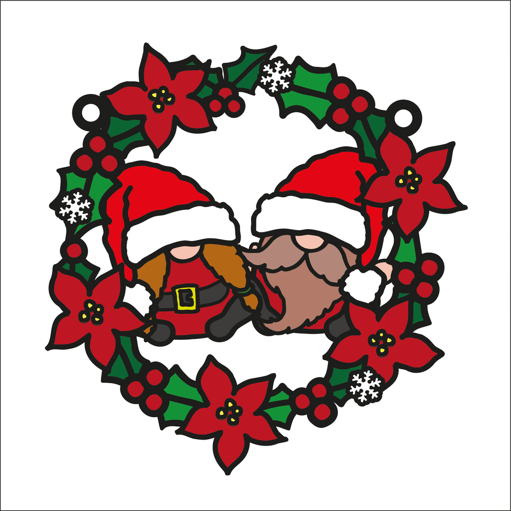 OL2704 - MDF Christmas Gonk / Gnome Couple doodle Holly Bauble - Male ...