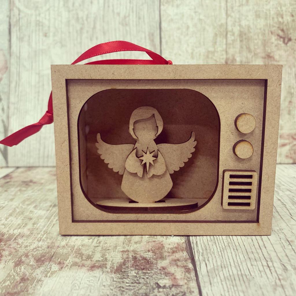 TM006 - MDF Mini TV Bauble Hanging - Angel – Olifantjie