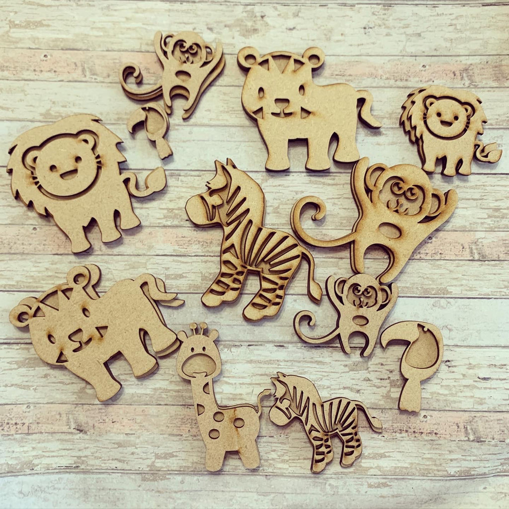 OL547 - MDF Mixed Jungle Animals – Olifantjie