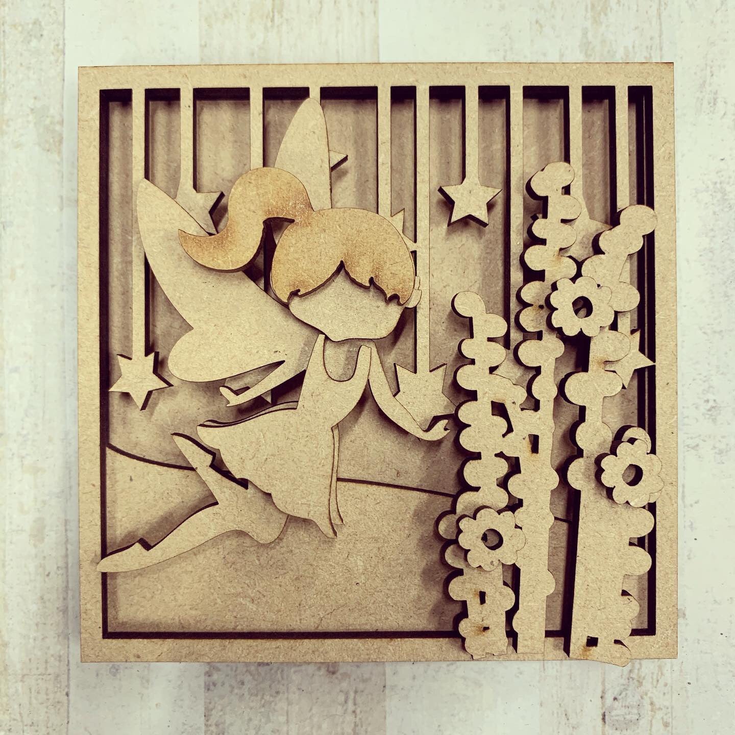 LH004 - MDF Fairy Frame Square 3D Plaque - Two Sizes – Olifantjie