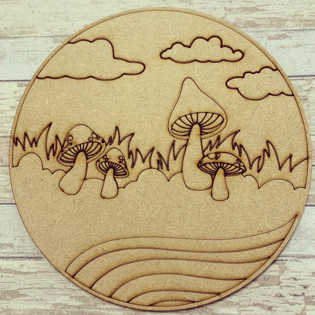 SJ409 - MDF Toadstool Grass Circle Hanging Blank – Olifantjie