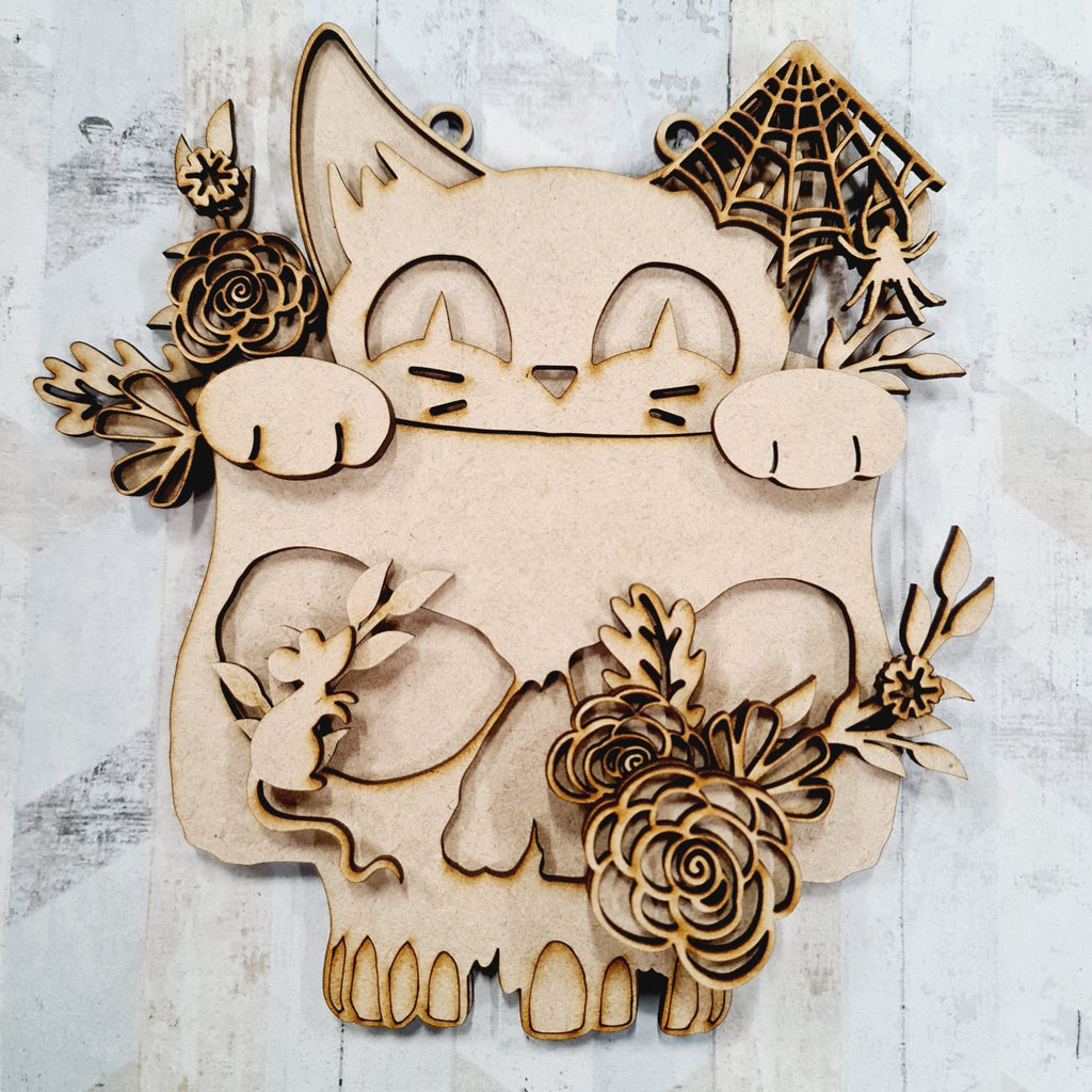 Sale OL984 - MDF Floral Cat Skull Kit – Olifantjie