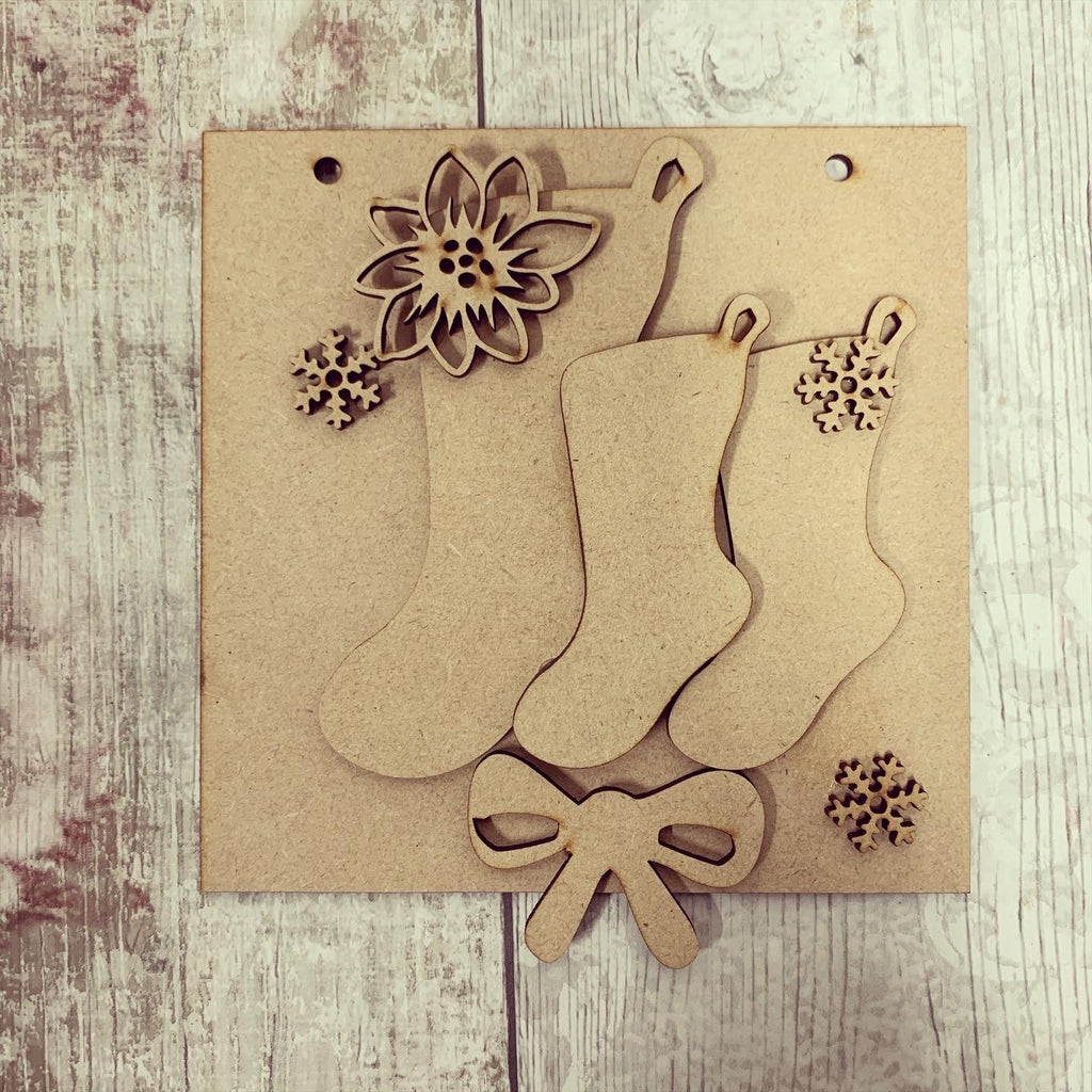 HC117 - MDF Christmas Winter Scene Hanging Tree with Stocking Add On ...
